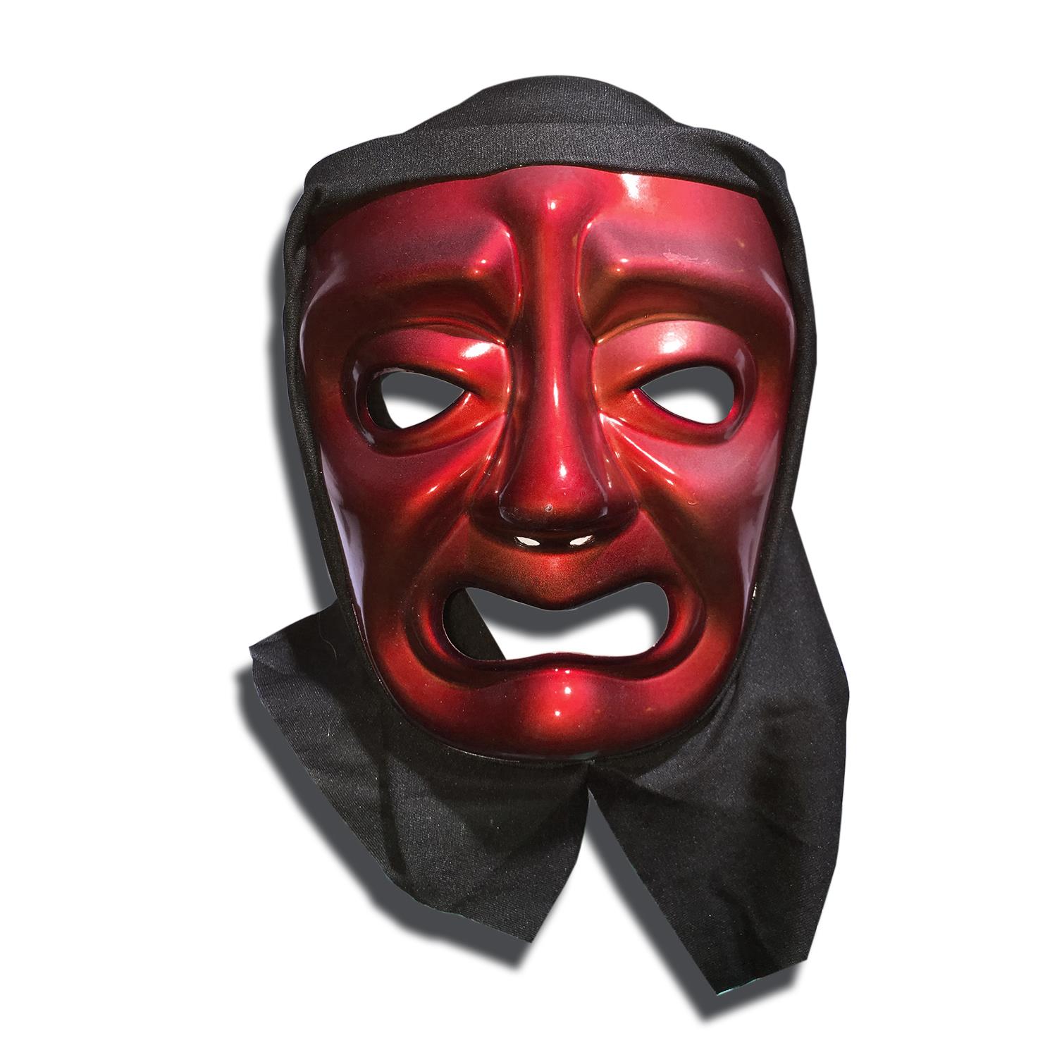 Kırmızı Pelerinli Ağlayan Tiyatro Yüz Maskesi Plastik Korku Maske